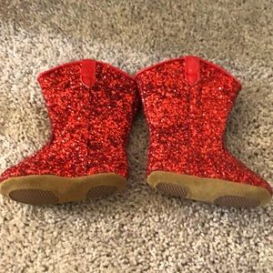 Shoes | Red Glitter Boots Size 3 Infant Girls | Poshmark
